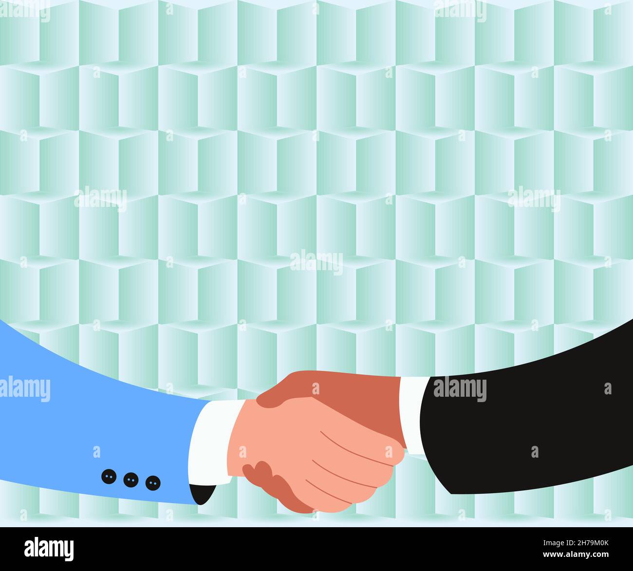 Two Men Drawing With Paper Background Shake Hands Presenting Agreement ...