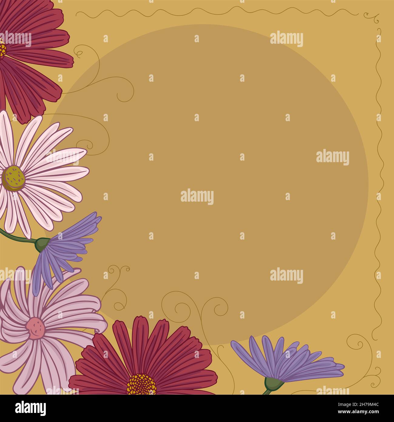 Text Frame Surrounded With Assorted Flowers Hearts And Leaves ...