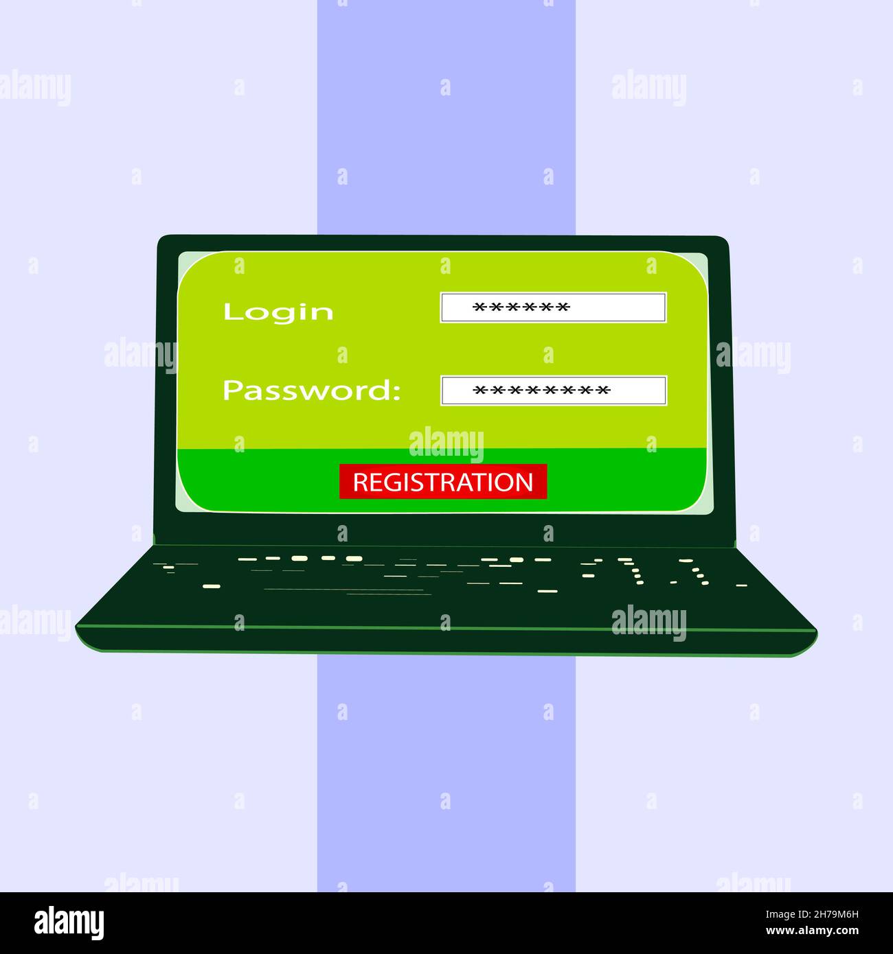 Interface design of the login and registration form. The page on the ...
