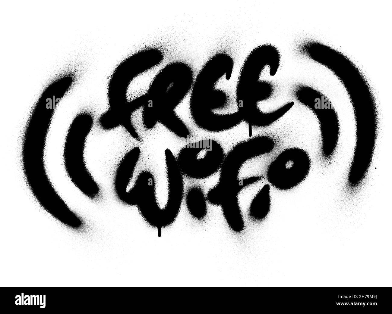 graffiti free wifi text sprayed in black over white Stock Vector Image ...