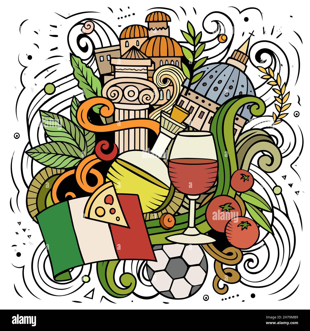 Italy cartoon vector doodle illustration. Colorful detailed composition ...