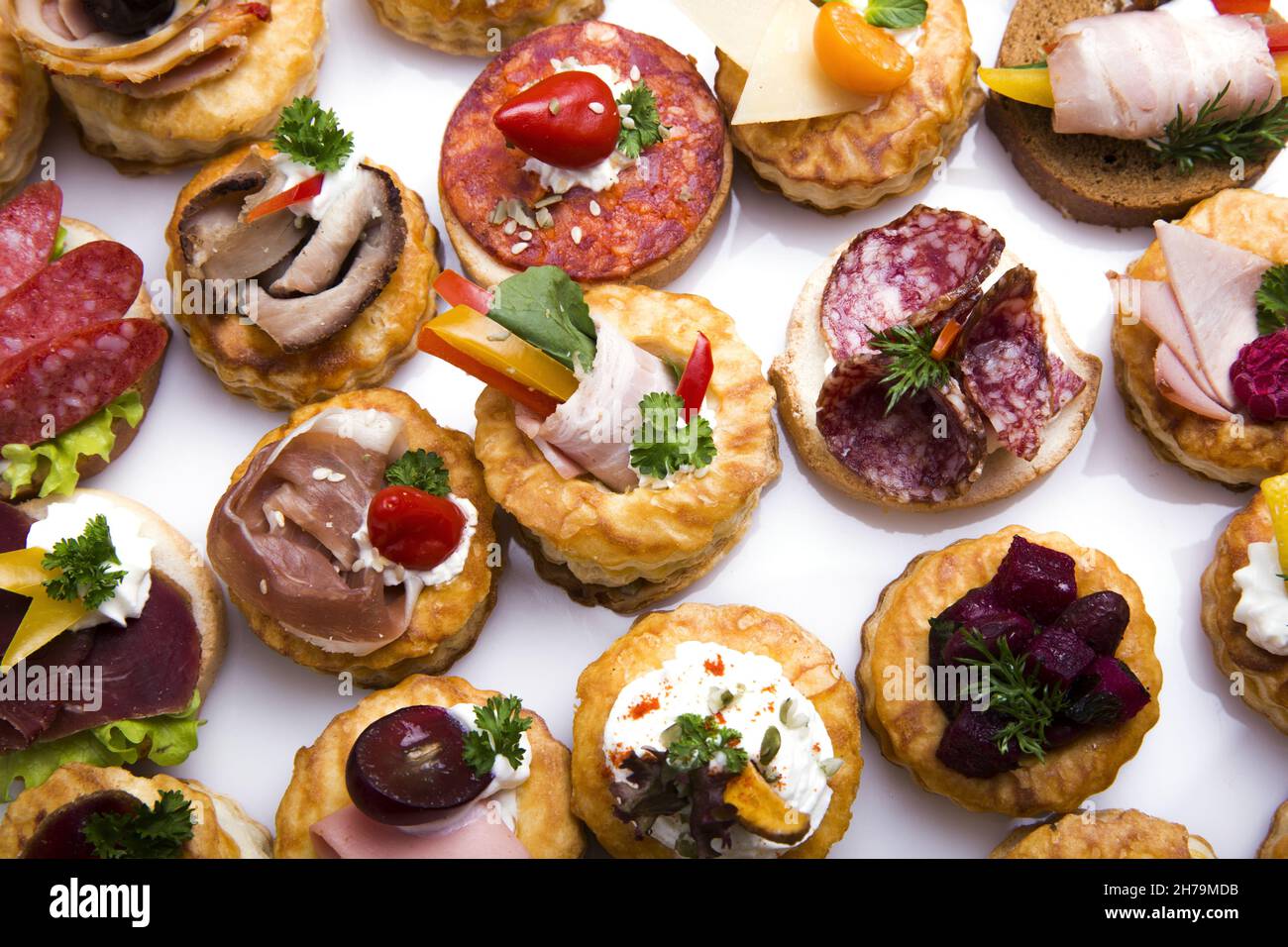 A closeup shot of different kinds of canapes Stock Photo - Alamy