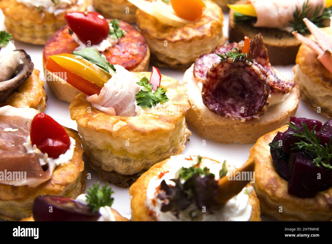 A closeup shot of different kinds of canapes Stock Photo - Alamy