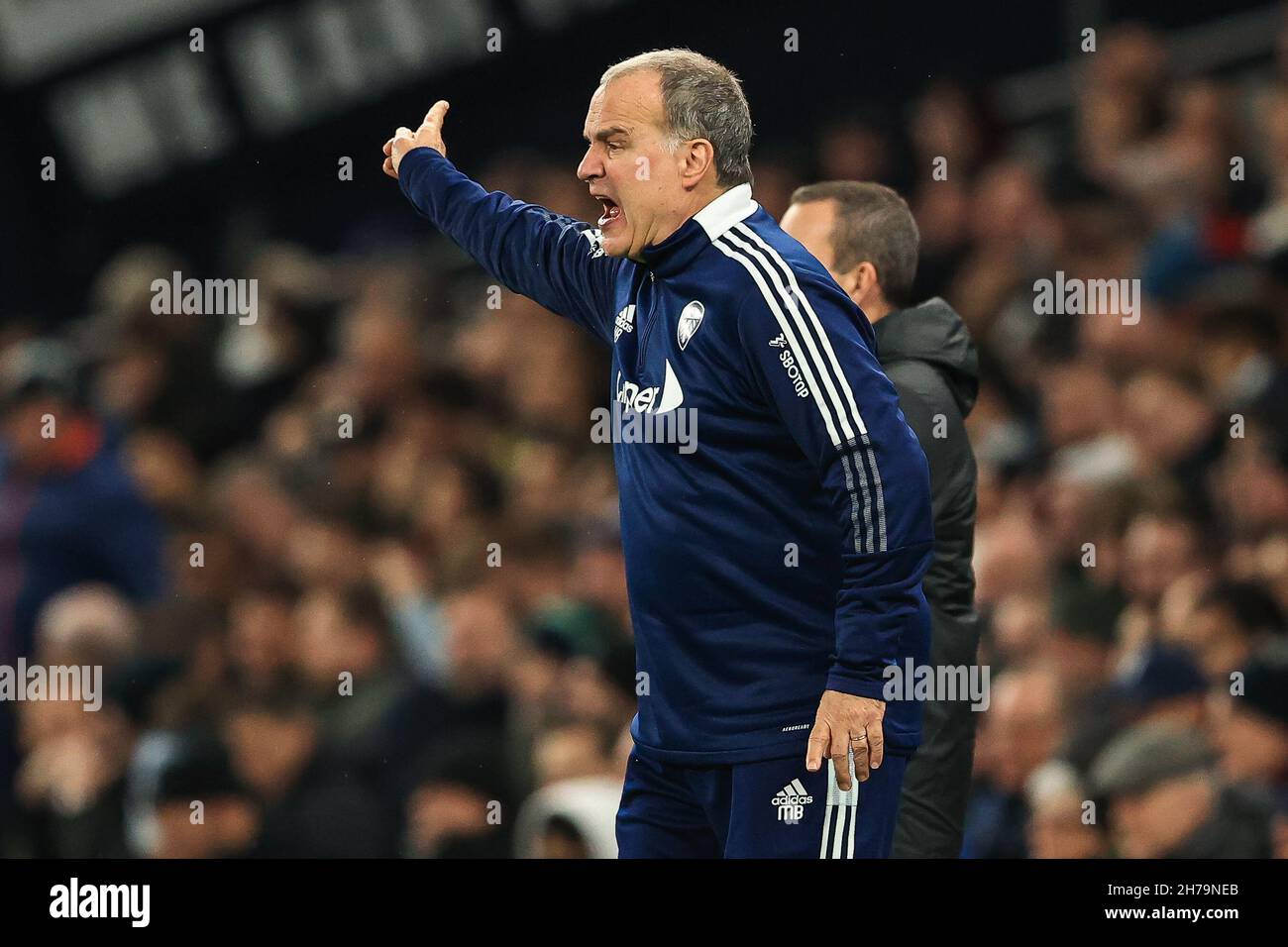 Marcelo Bielsa manager of Leeds United gives his team instructions in ...