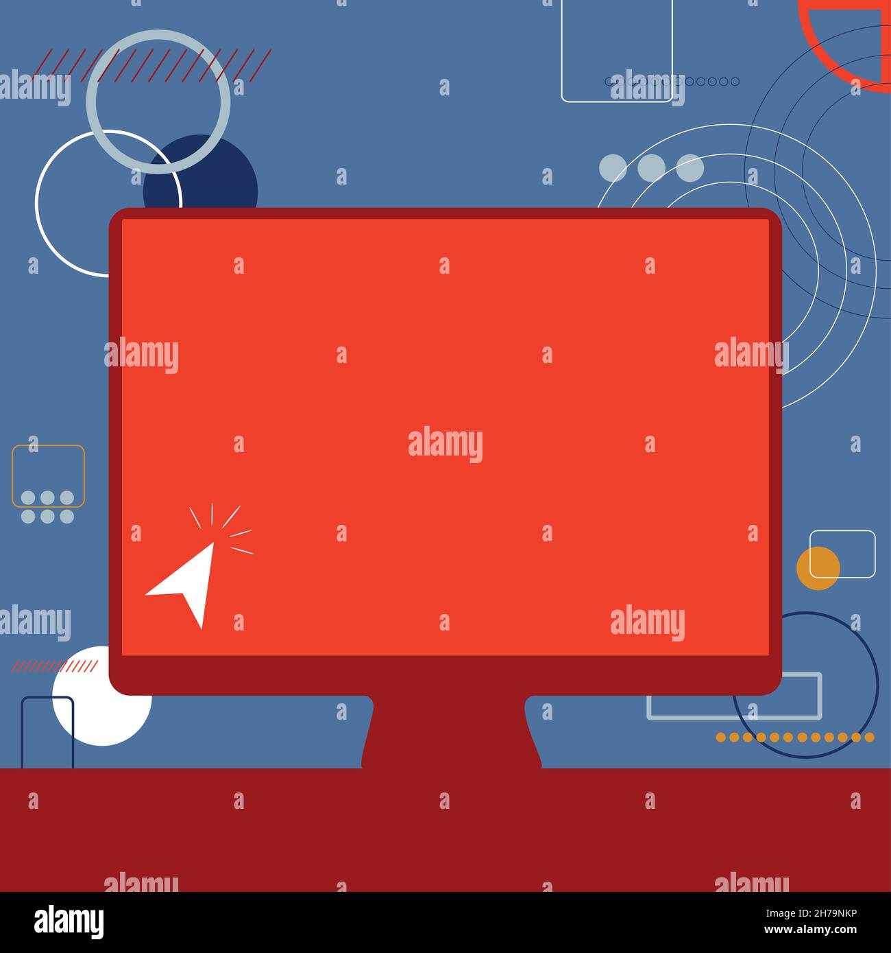 Illustration Of Cursor In A Big Blank Screen Monitor Searching For New ...