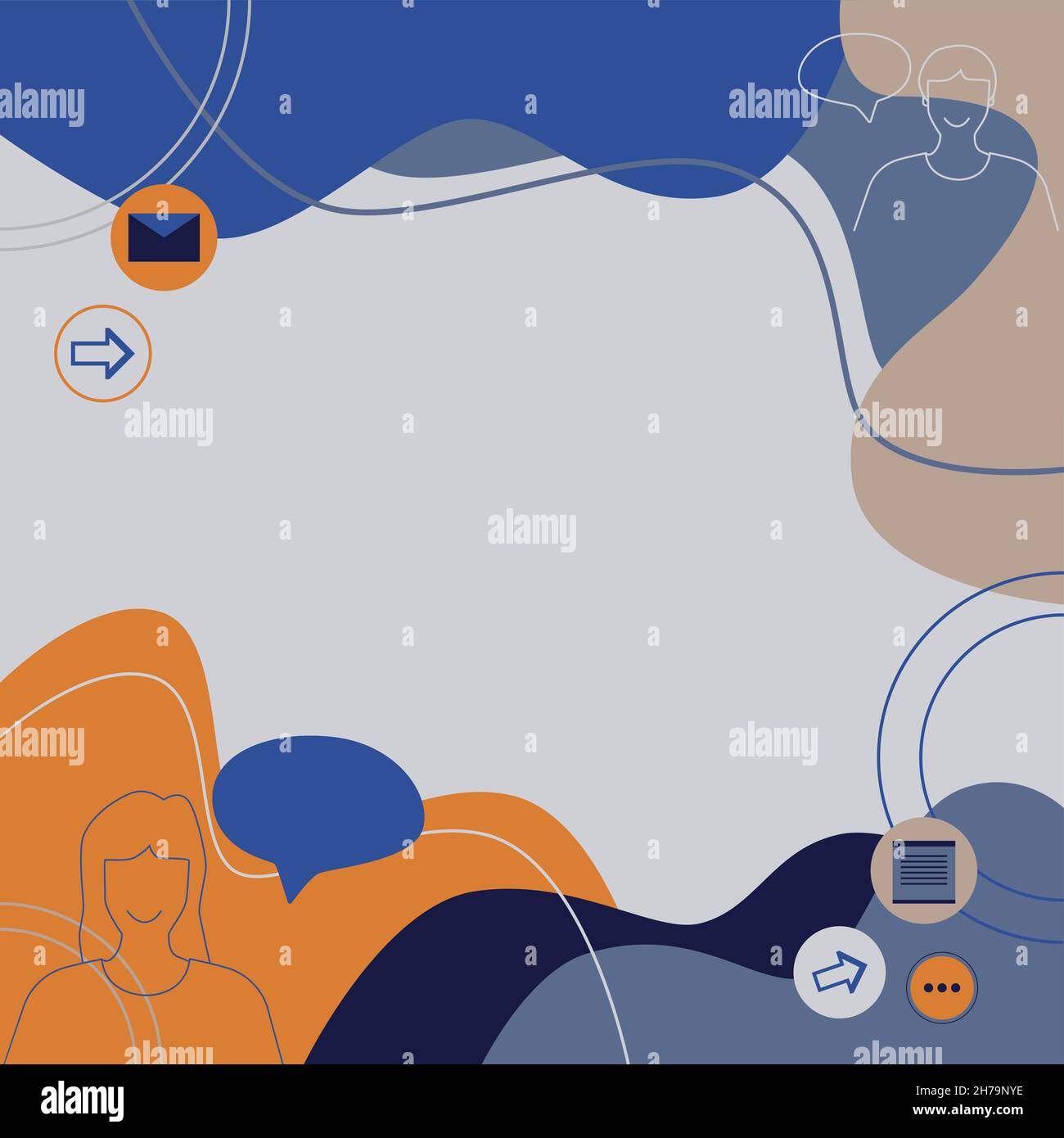 Illustration Of Couple Speaking In Chat Cloud Exchanging Messages ...