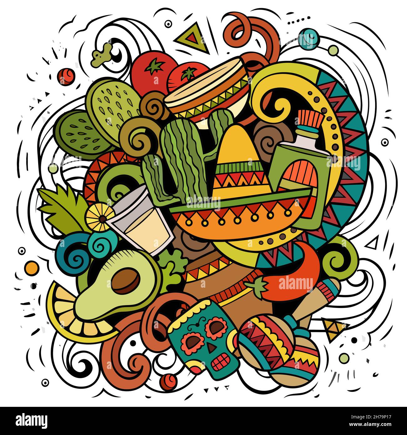 Mexico cartoon vector doodle illustration. Colorful detailed ...