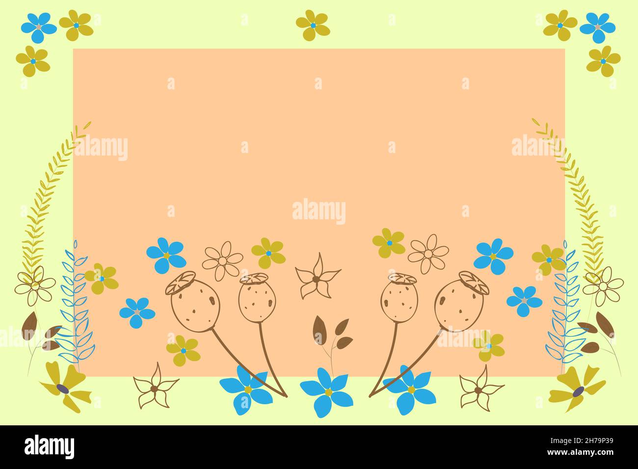 Text Frame Surrounded With Assorted Flowers Hearts And Leaves ...