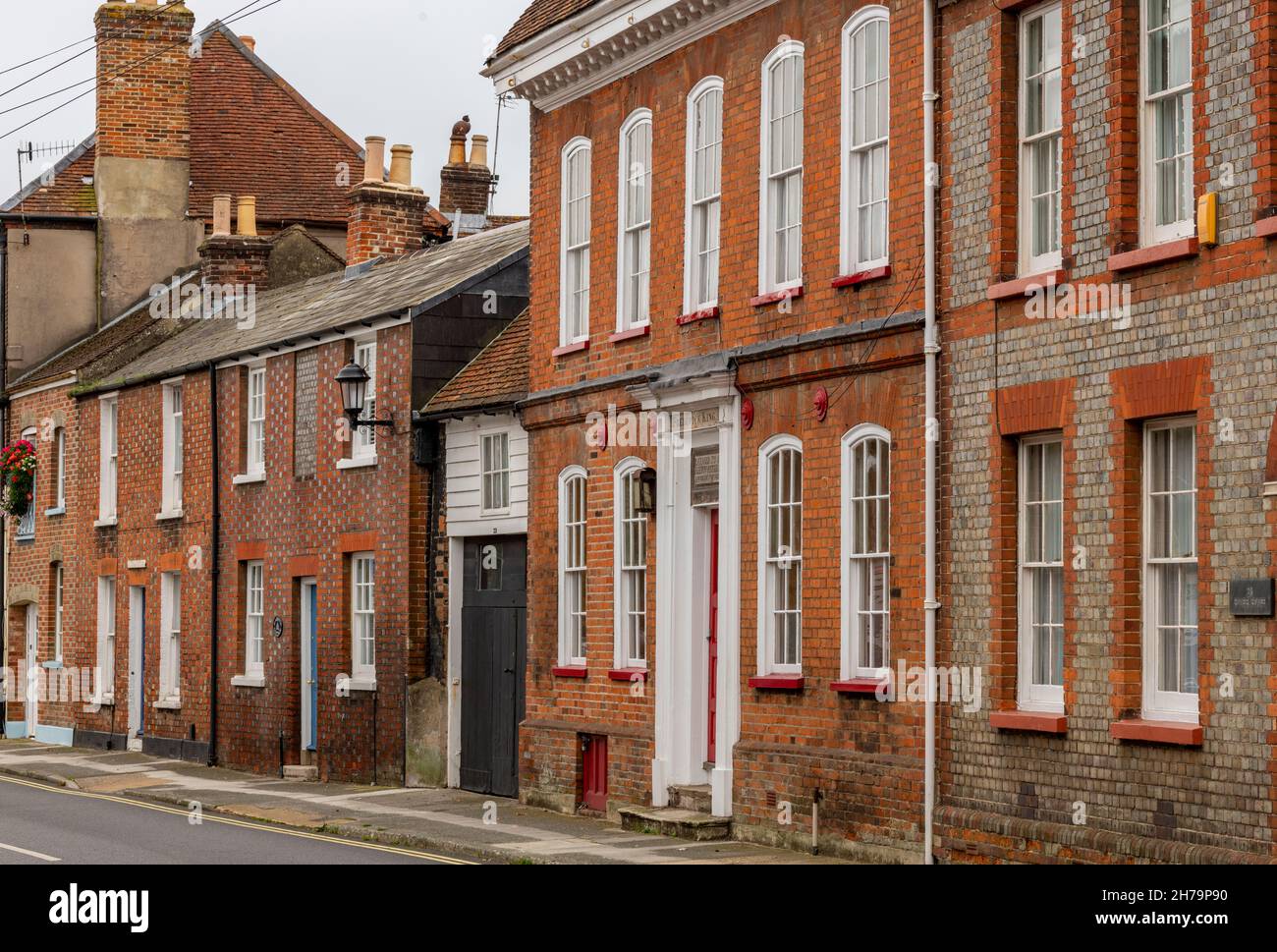 row of georgian and victorian red brick town houses in newport on the ...