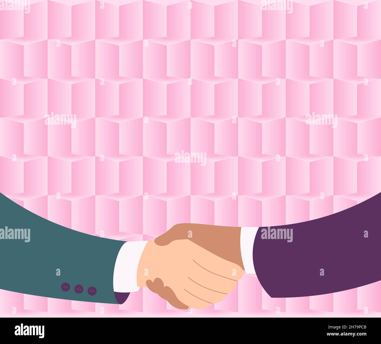 Two Men Drawing With Paper Background Shake Hands Presenting Agreement ...
