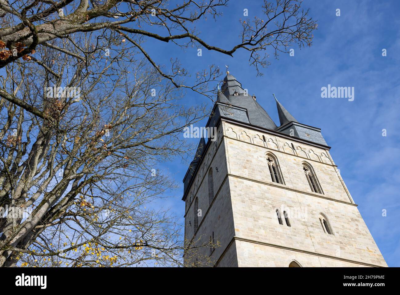 Church tower Probsteikirche of Brilon, medieval city in German ...