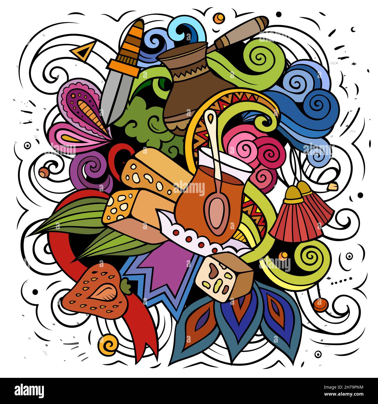 Turkey cartoon vector doodle illustration. Colorful detailed ...