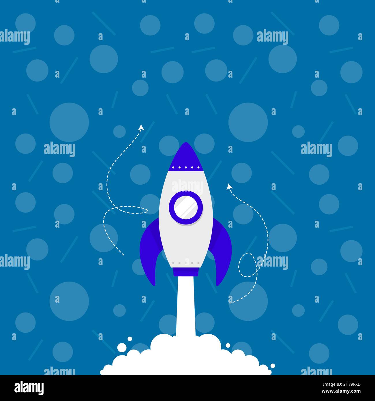 Illustration Of Rocket Ship Launching Fast Straight Up To The Outer ...