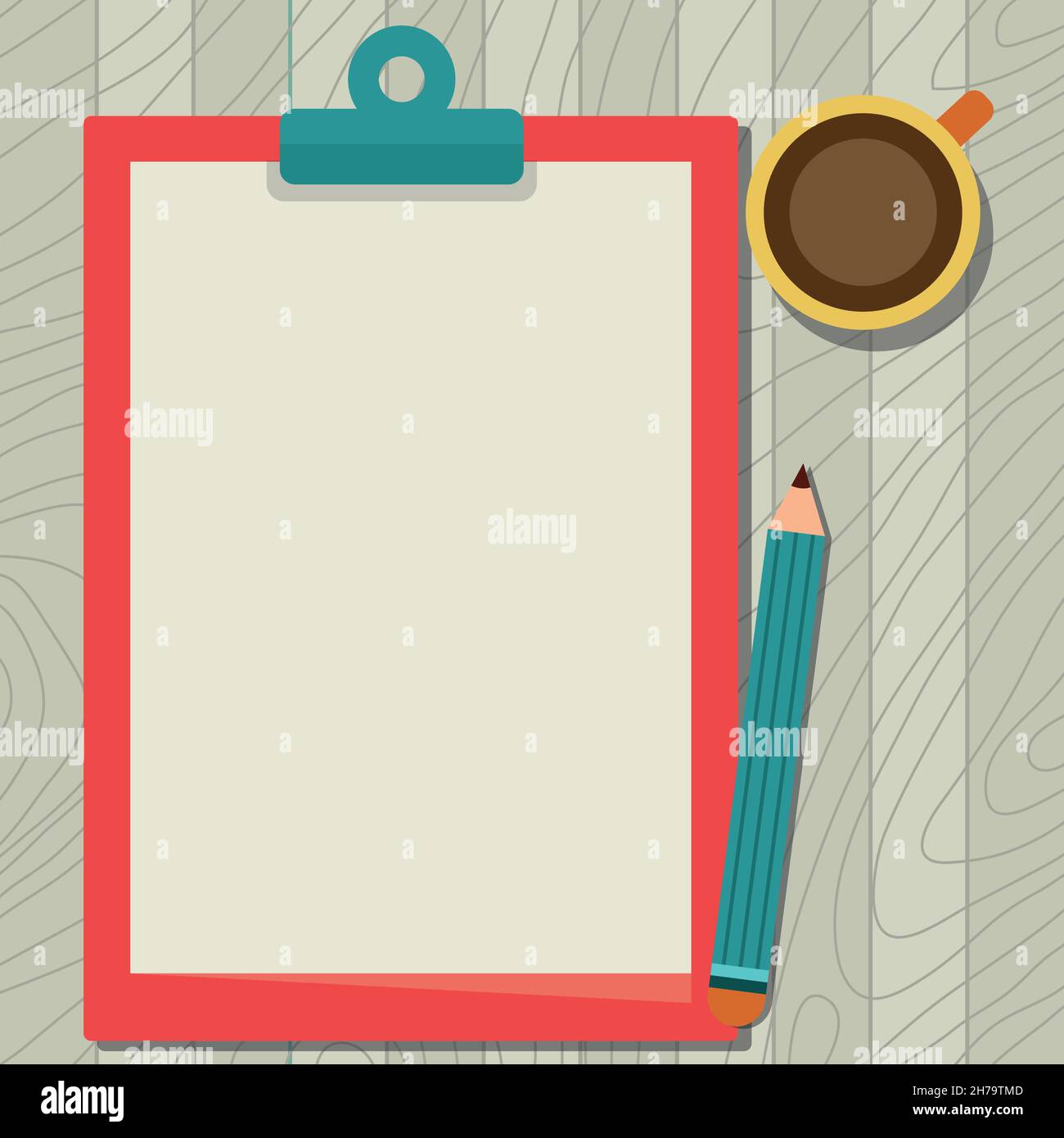 Illustration Of Large Pencil On Top Of Table Beside The Big Blank ...