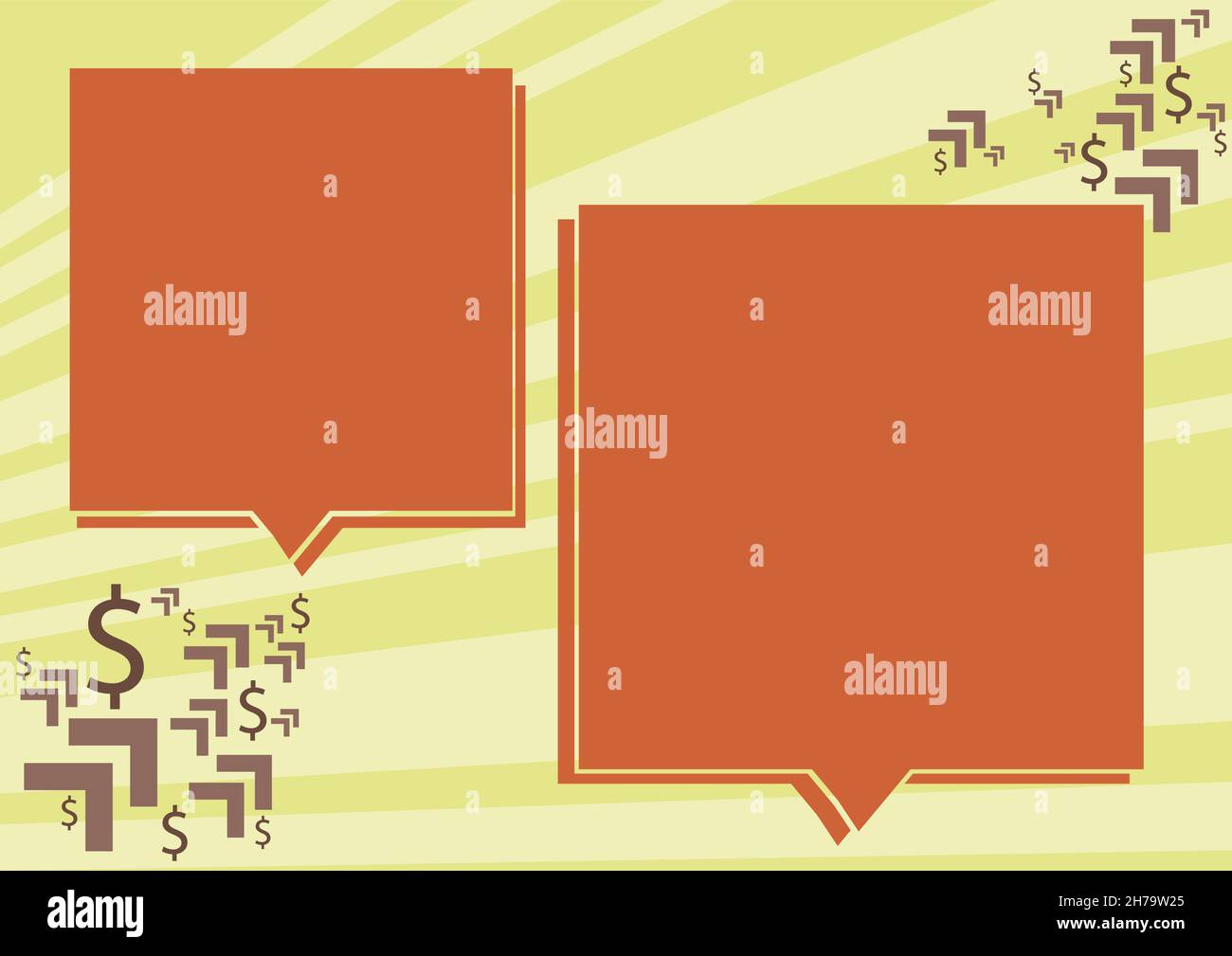 Two Colorful Overlapping Speech Bubble Drawing With Dollar Sign. Double ...