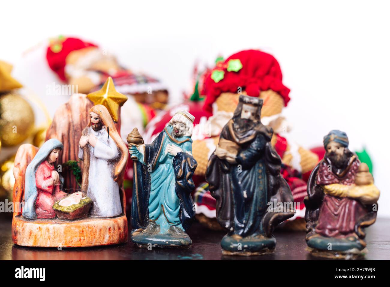 A selective shot of marble figurines of the nativity scene Stock Photo ...