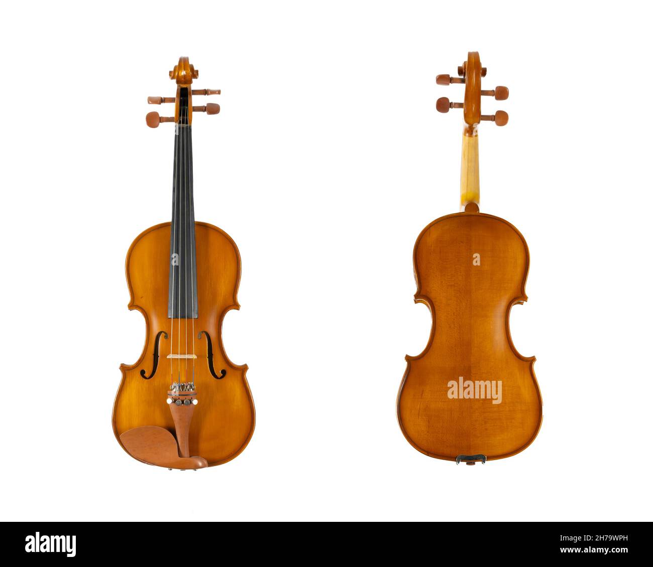 brown wooden violin isolated on white background Stock Photo - Alamy