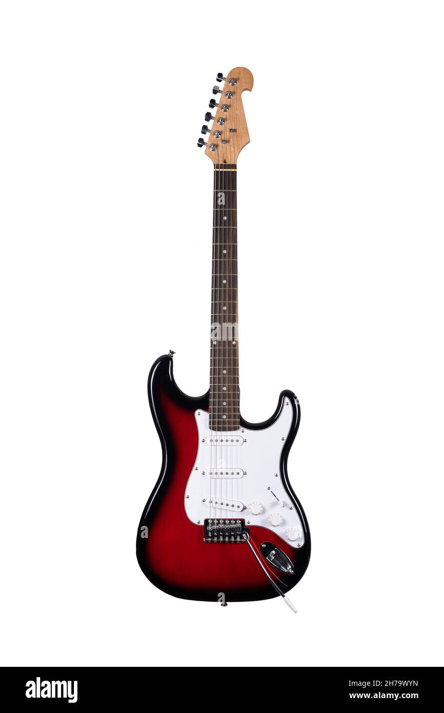 red Electric guitar isolated over white background Stock Photo - Alamy
