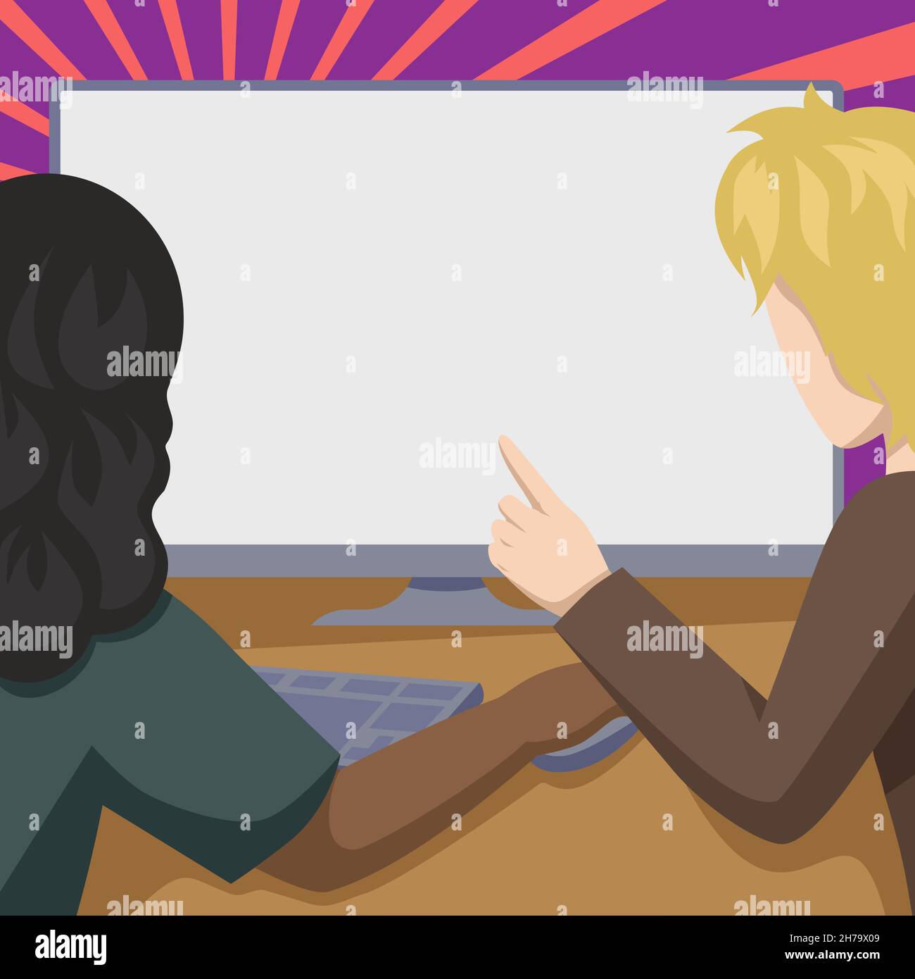 Two boys sitting at desk Stock Vector Images - Alamy