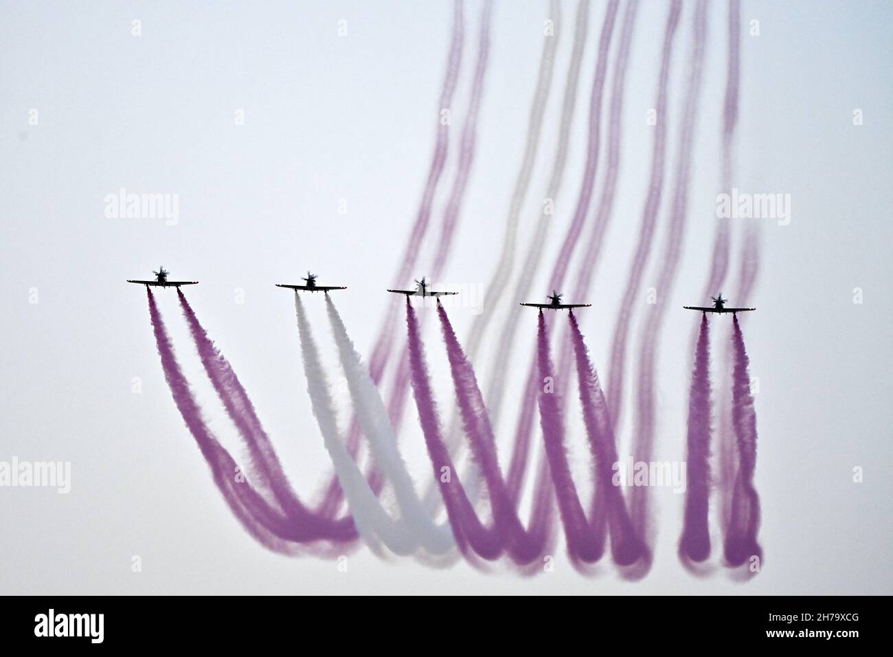 Plane show over the track during the Formula 1 Ooredoo Qatar Grand Prix ...