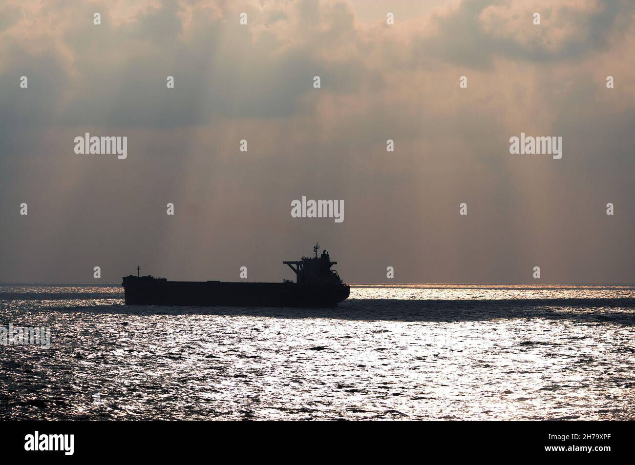 The "Frontier Discovery" in the North Sea. A Bulk Carrier, overall ...