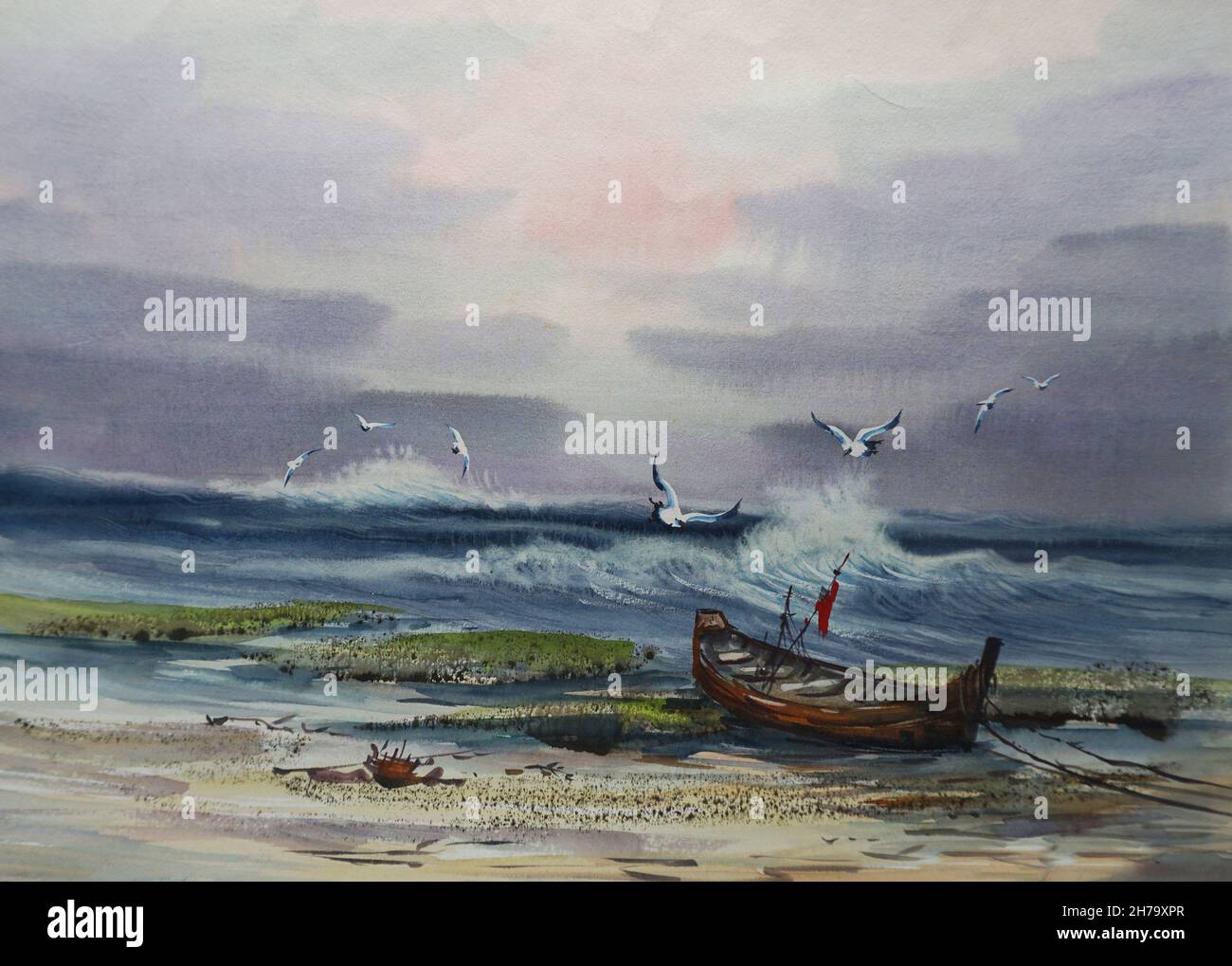 Abstract beach seascape painting hi-res stock photography and images ...