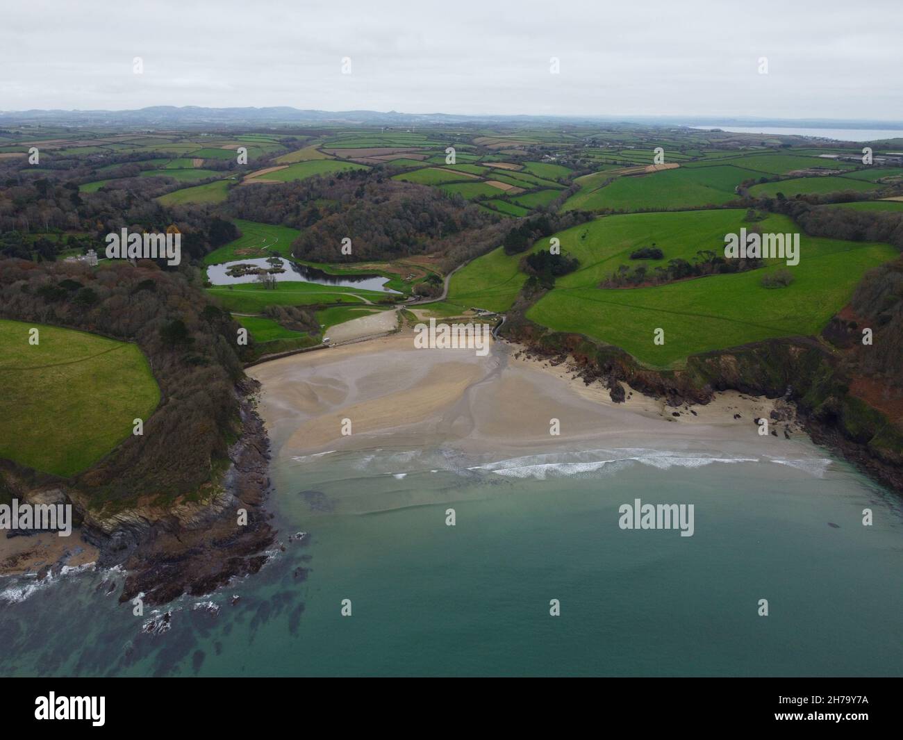 Porthluney beach near caerhays Cornwall England uk Stock Photo - Alamy