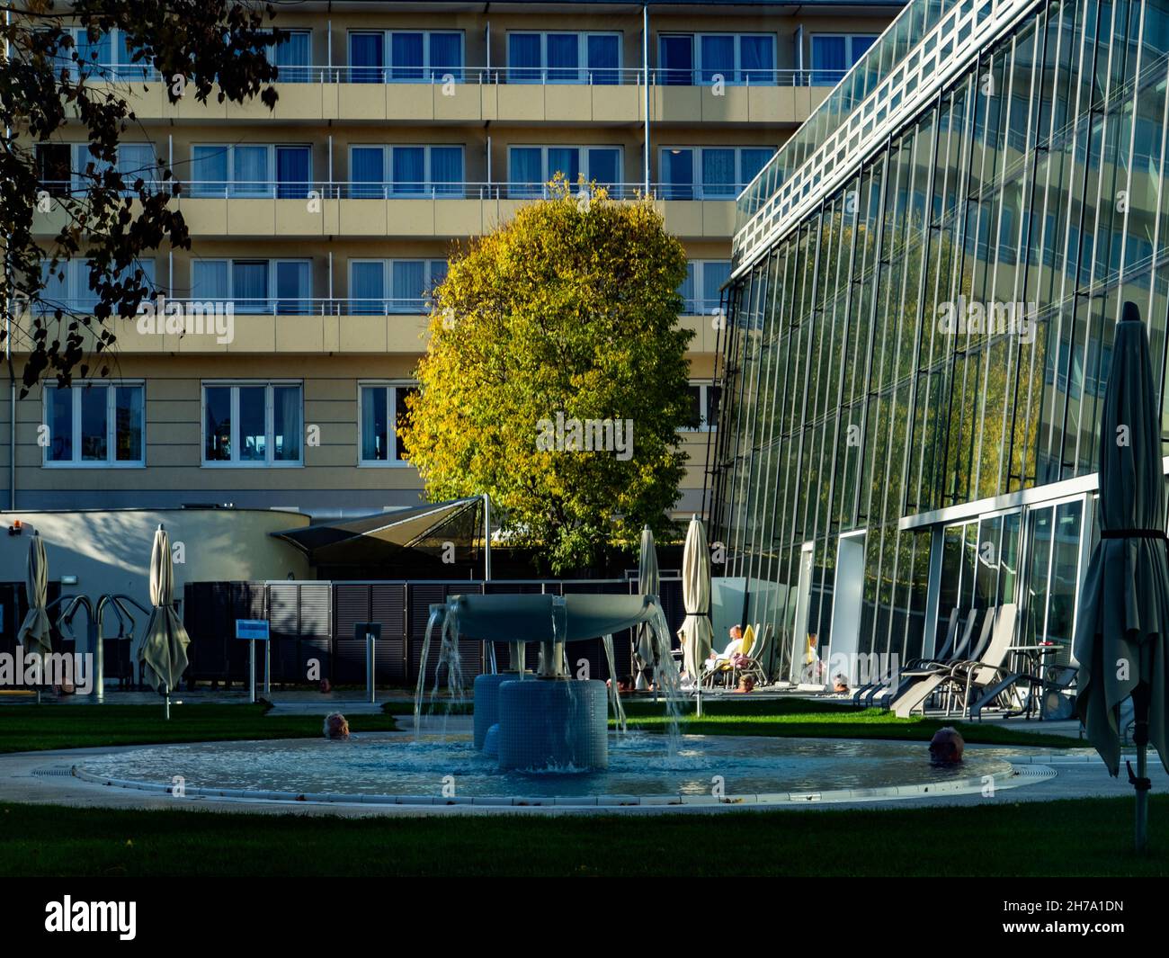 Roman Baths is a popular spa resort that attracts holidaymakers Stock ...