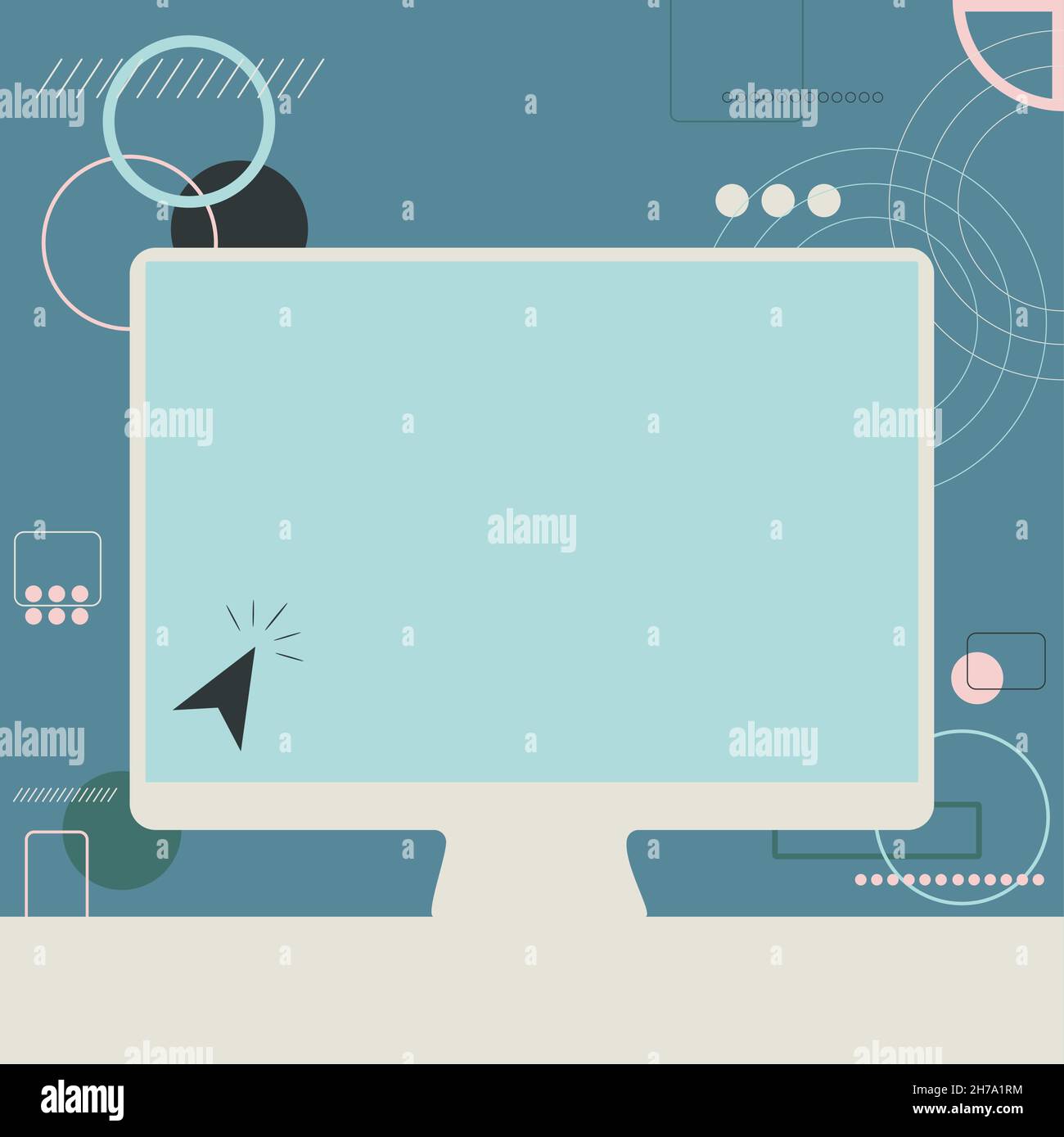 Illustration Of Cursor In A Big Blank Screen Monitor Searching For New ...