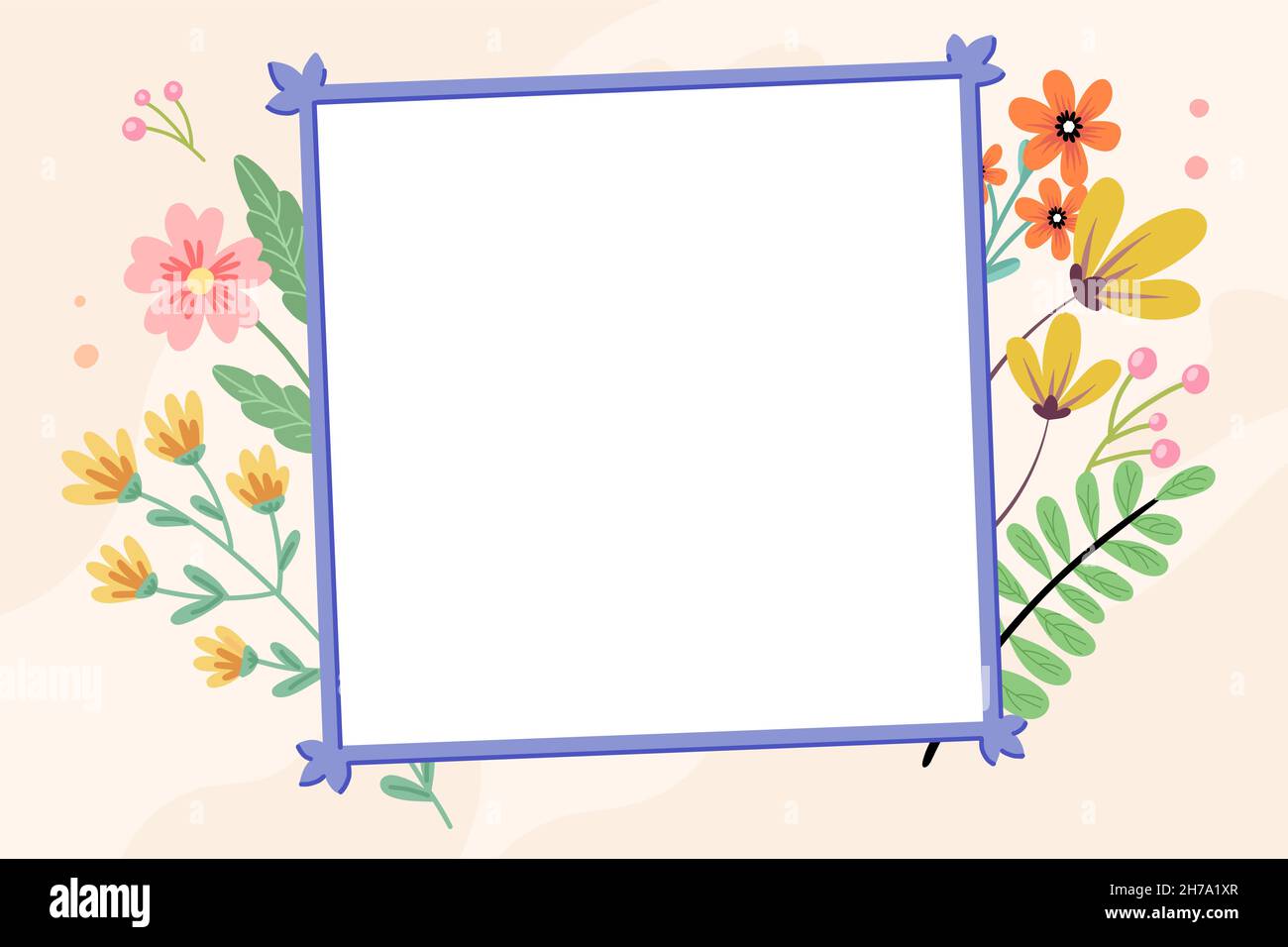 Text Frame Surrounded With Assorted Flowers Hearts And Leaves ...