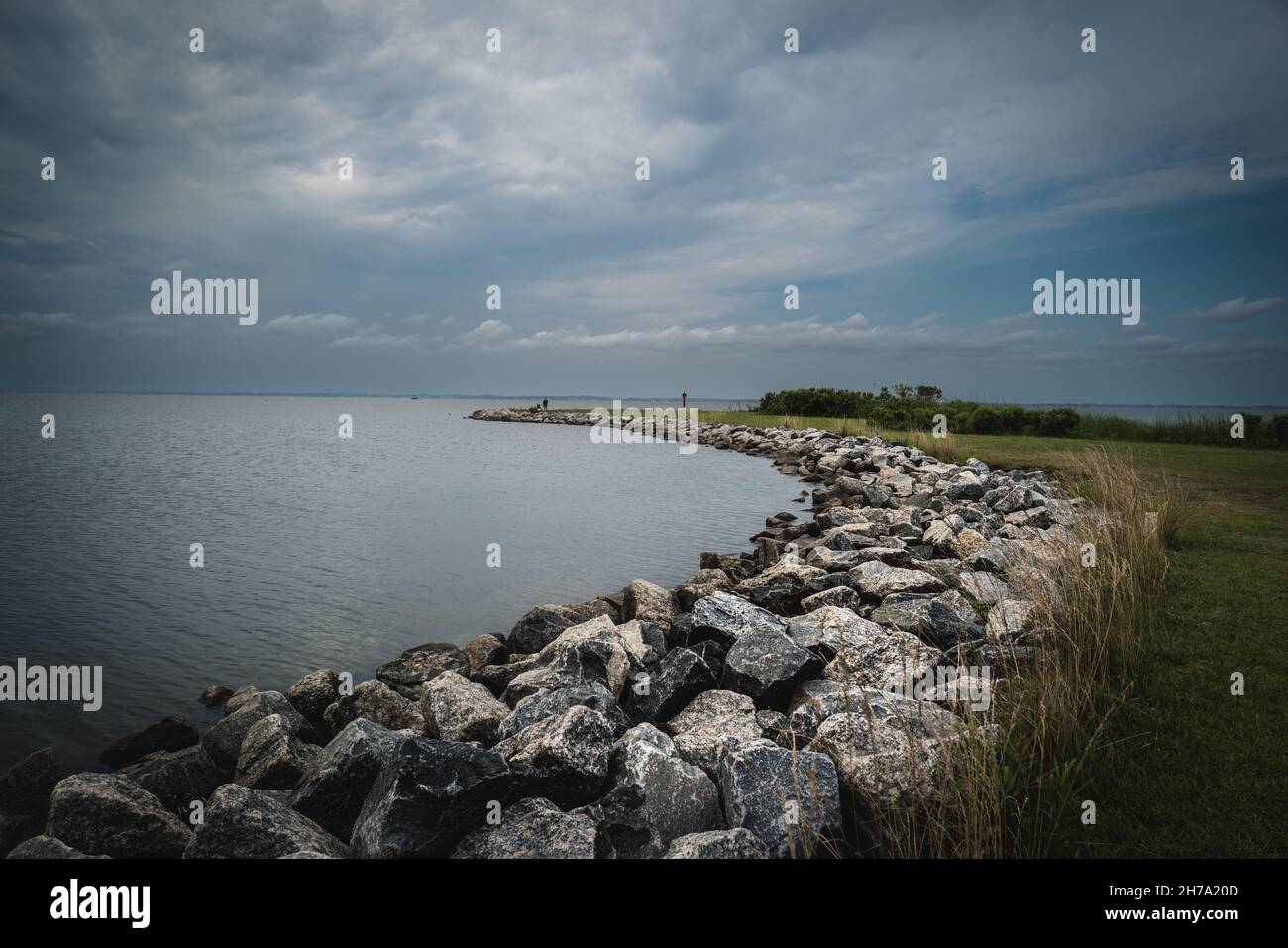 Wide angle cinematic landscape photo taken along the coast of Currituck ...