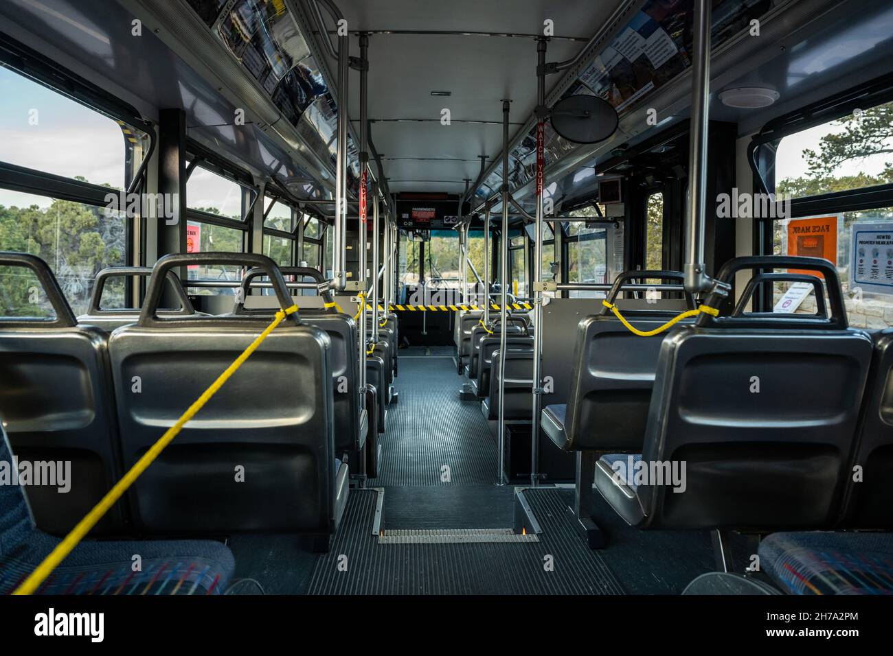 Empty Shuttle Bus During Social Distancing in the Grand Canyon Stock ...