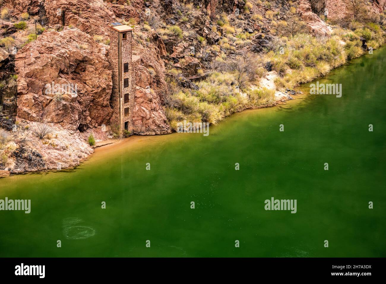 Flood Tower along the Shore of the colorado river in the bottom of the ...