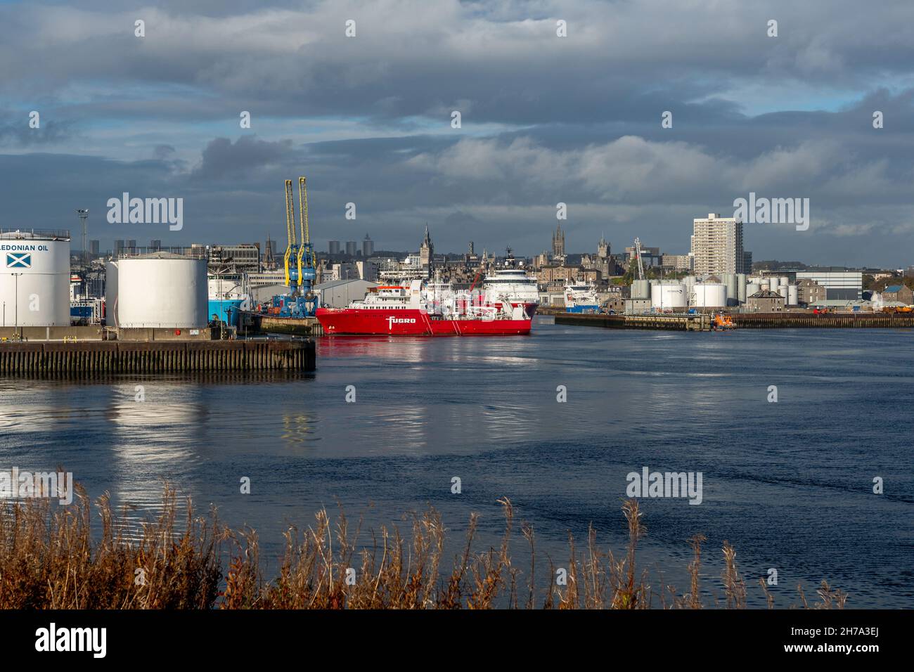 Aberdeen harbour and city, Scotland, United Kingdom, 20th October 2020 ...