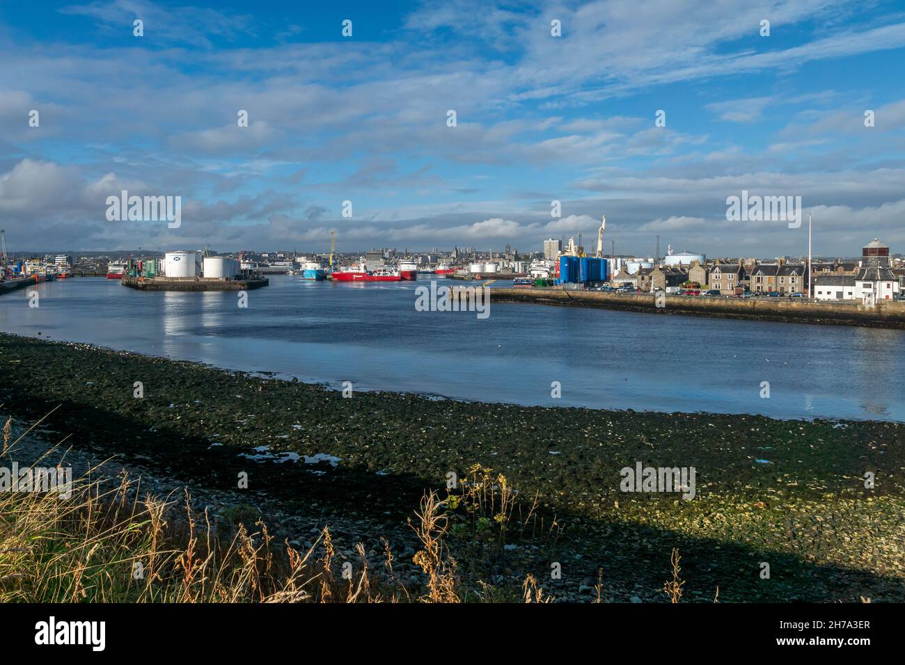 Aberdeen harbour and city, Scotland, United Kingdom, 20th October 2020 ...