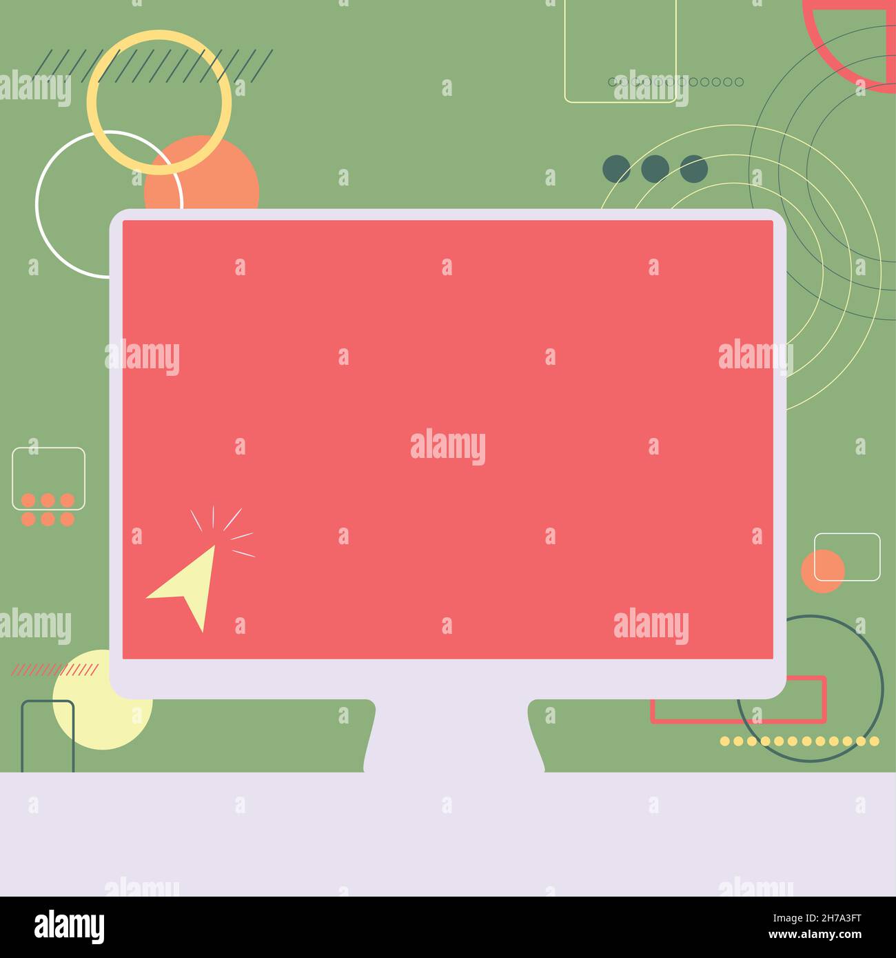 Illustration Of Cursor In A Big Blank Screen Monitor Searching For New ...