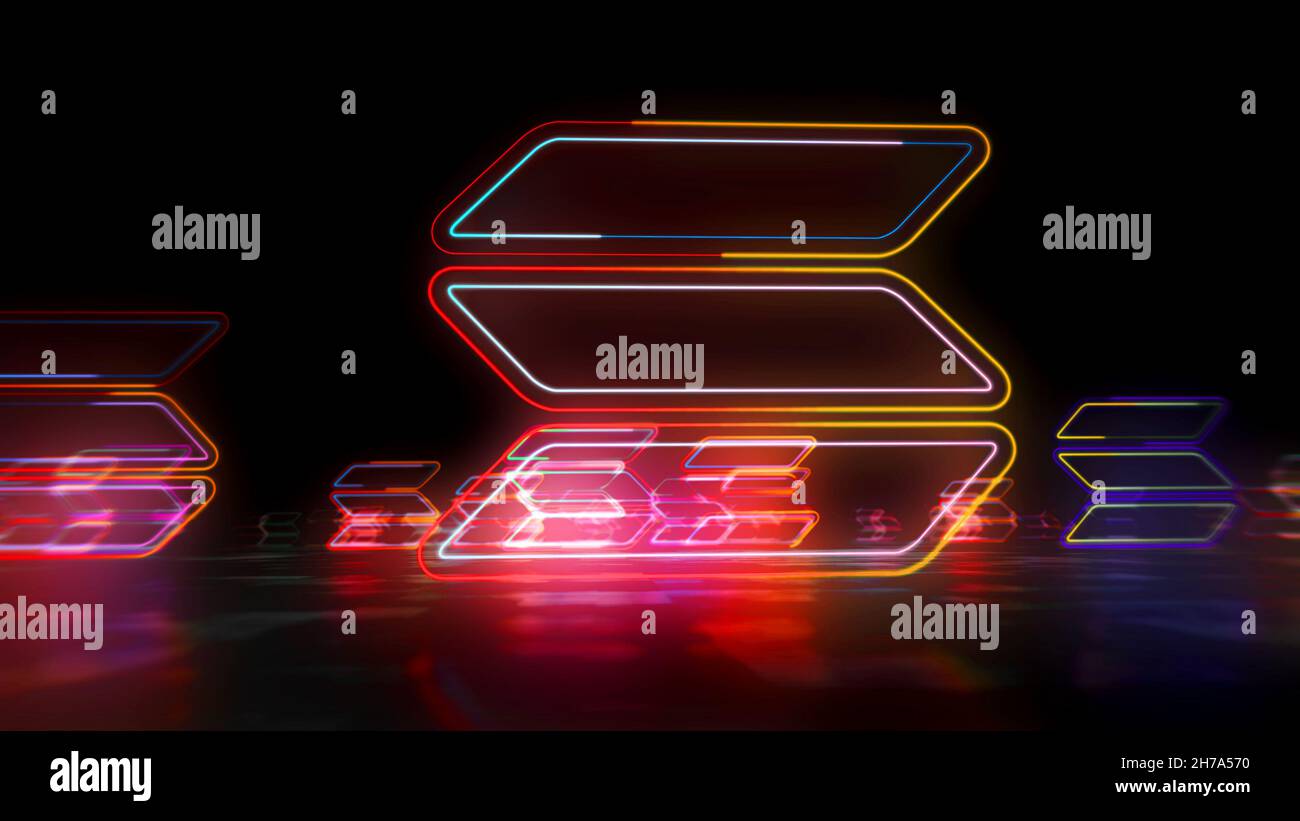 Solana neon sign concept, SOL cryptocurrency token, blockchain currency ...
