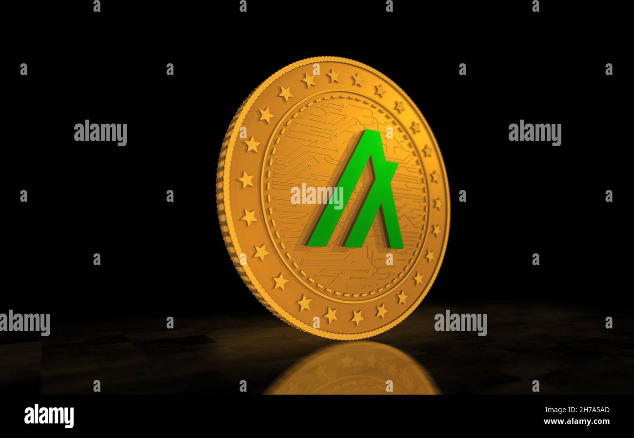 Algorand Algo cryptocurrency symbol gold coin on green screen ...