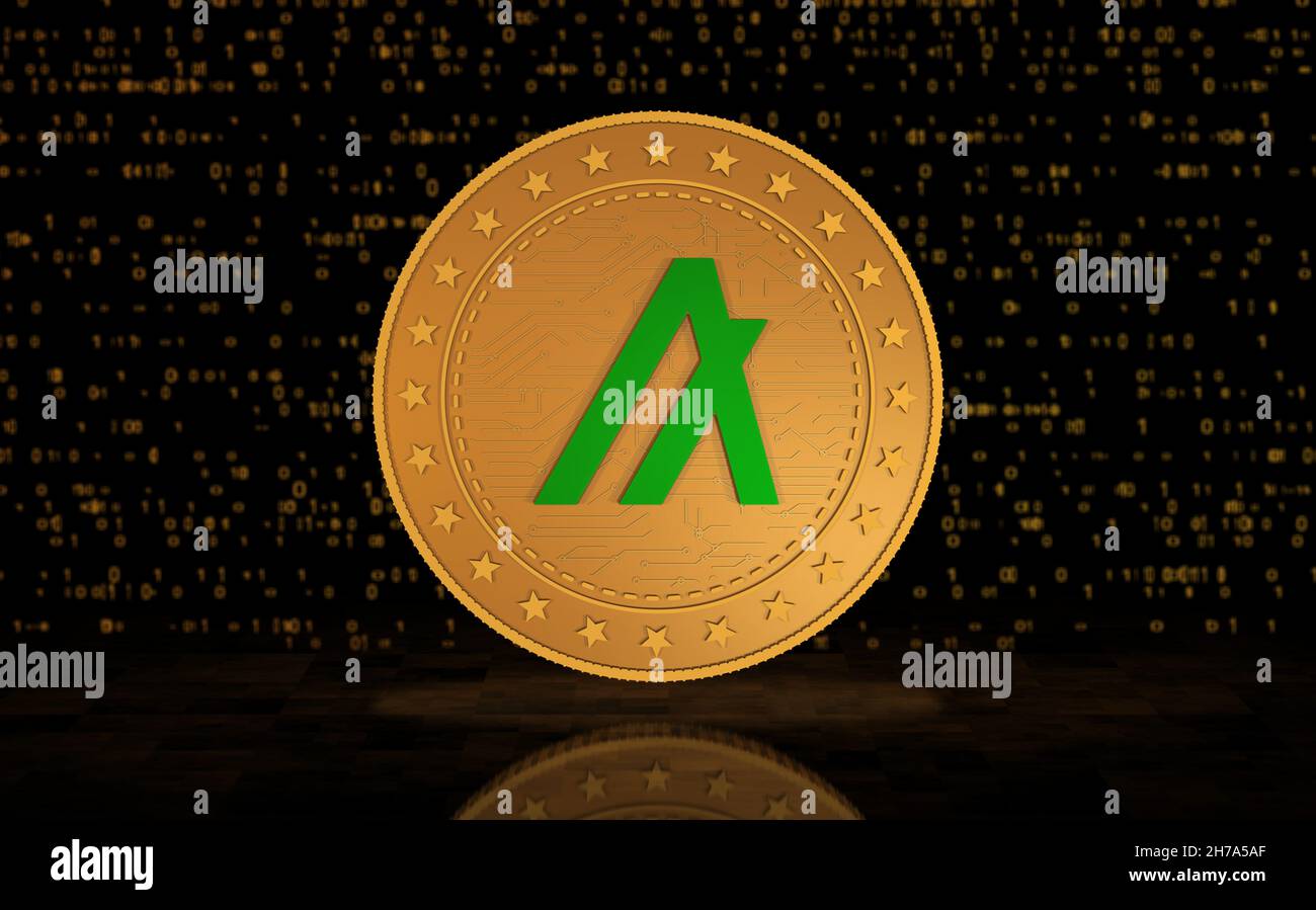 Algorand Algo cryptocurrency symbol gold coin on green screen ...