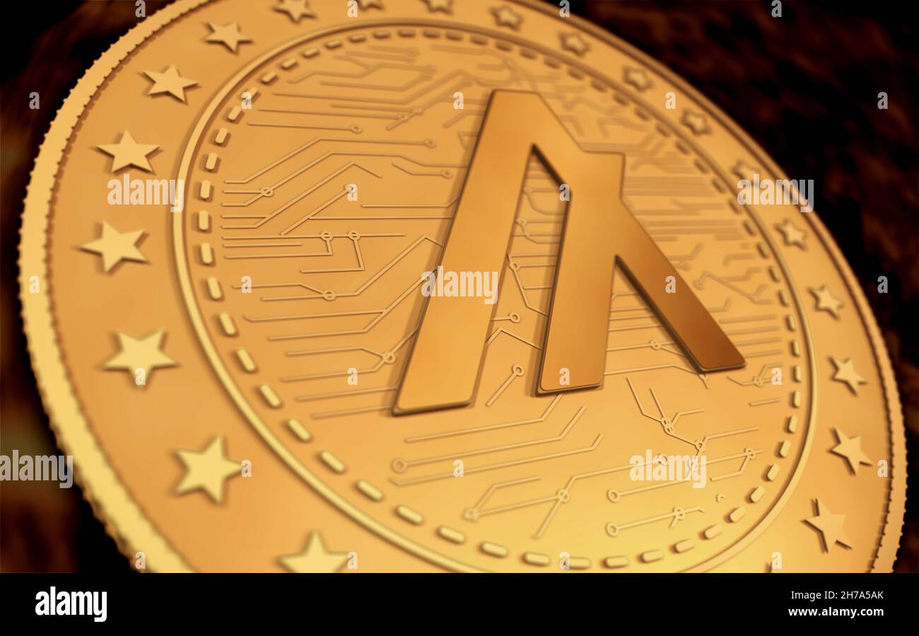 Algorand Algo cryptocurrency symbol gold coin on green screen ...