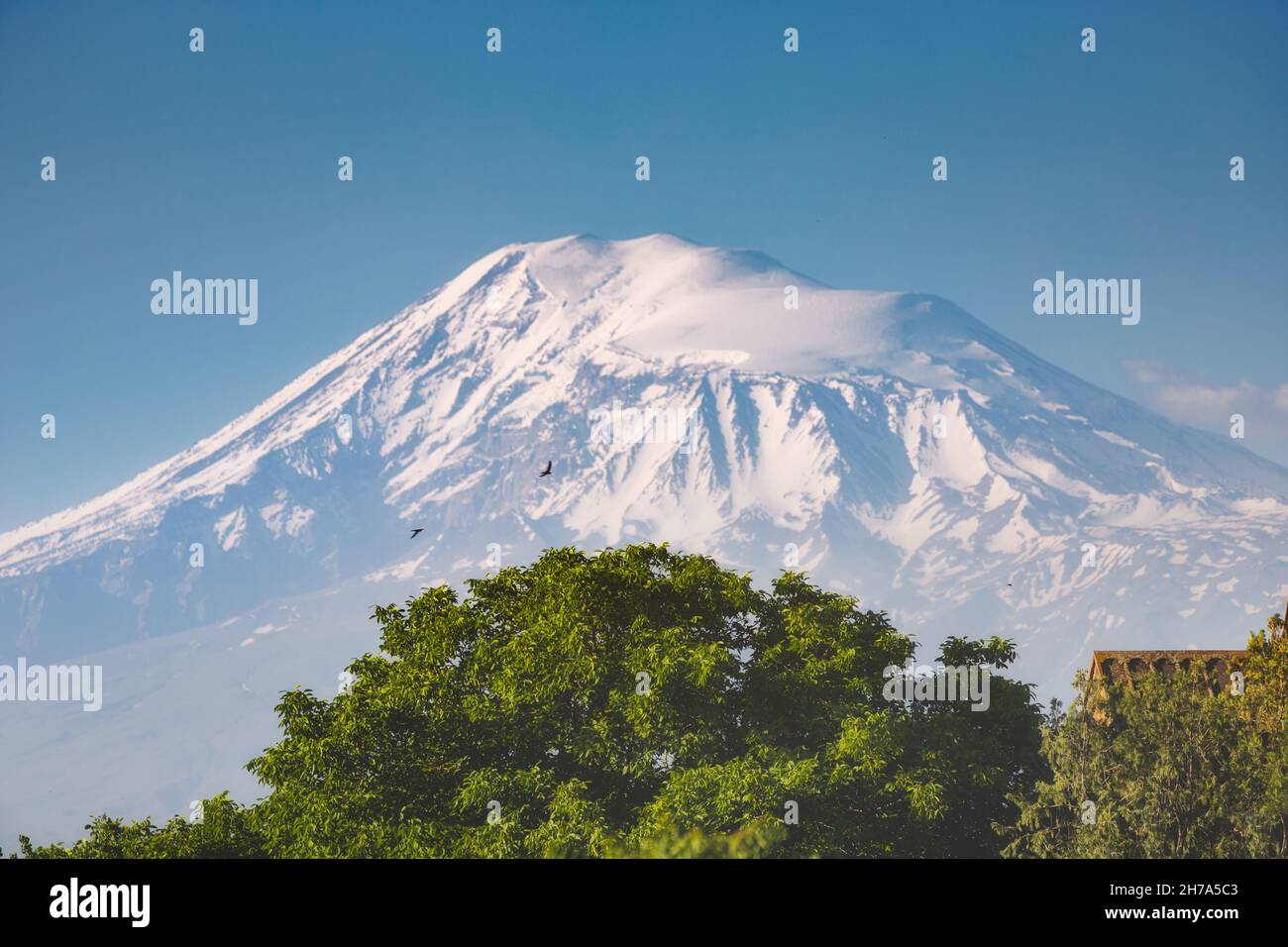 The top of the mountain and the extinct volcano Ararat or Masis in ...