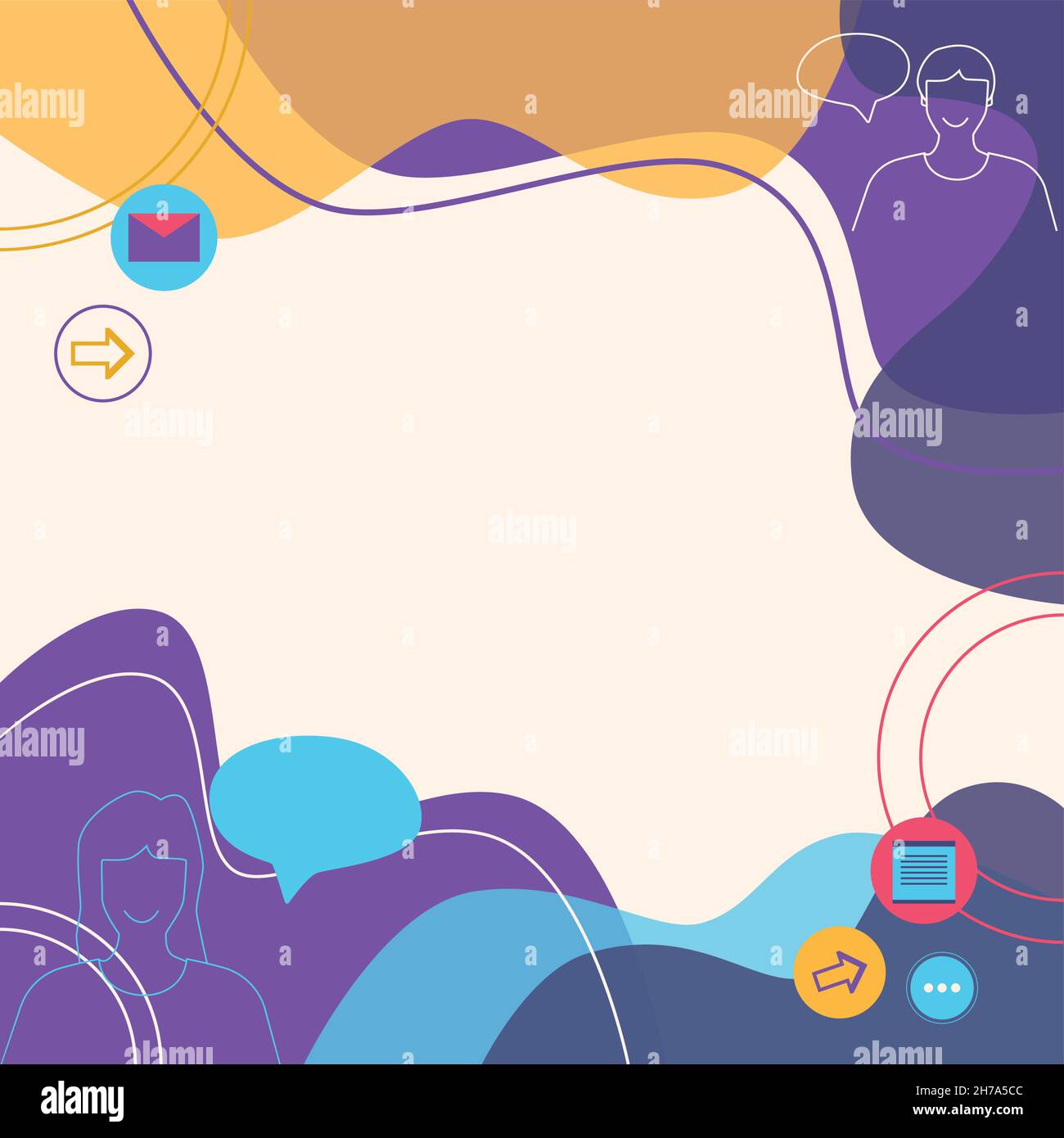 Illustration Of Couple Speaking In Chat Cloud Exchanging Messages ...