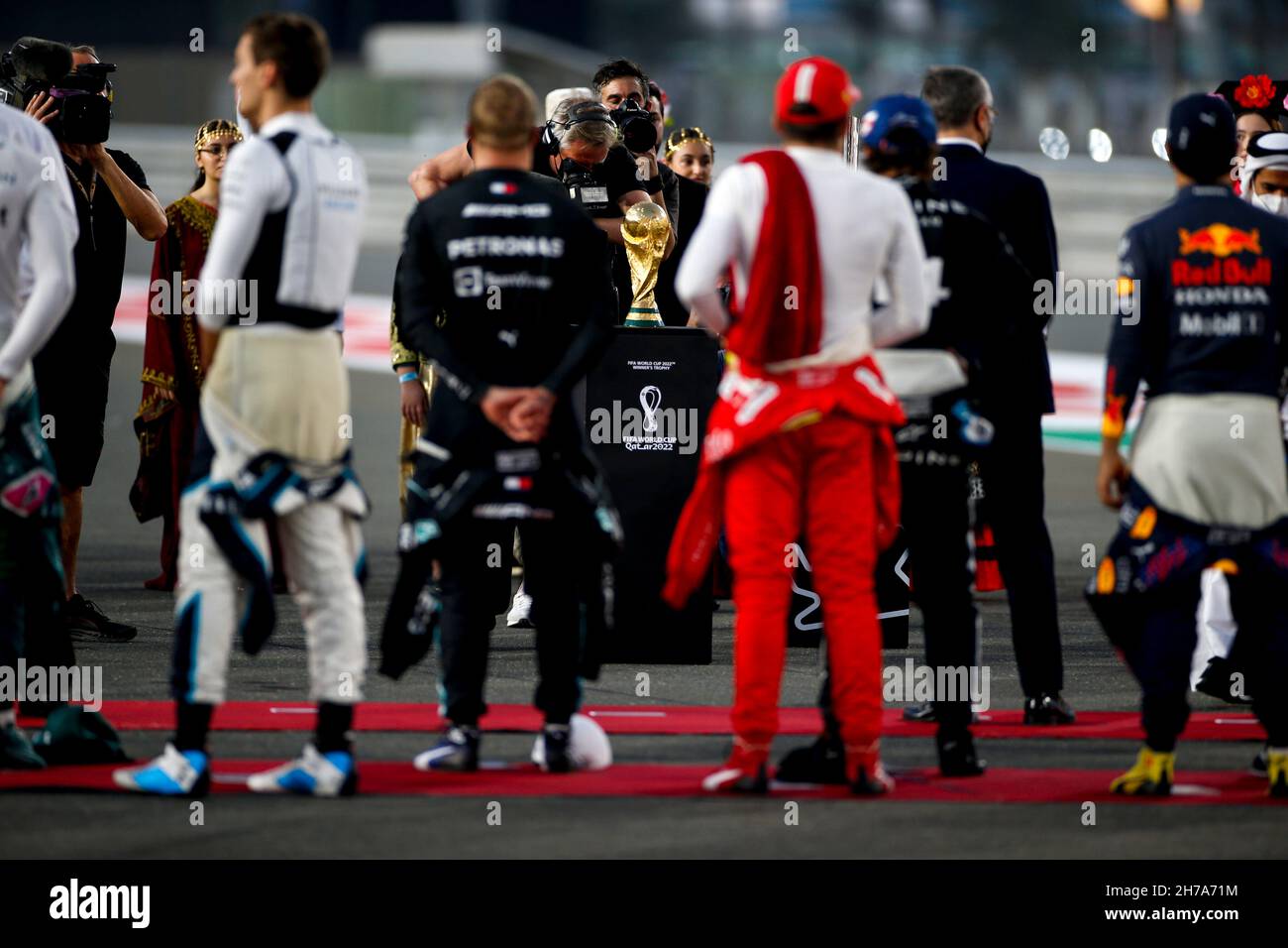 Doha, Qatar. 21st Nov, 2021. FIFA World Cup trophy, F1 Grand Prix of ...