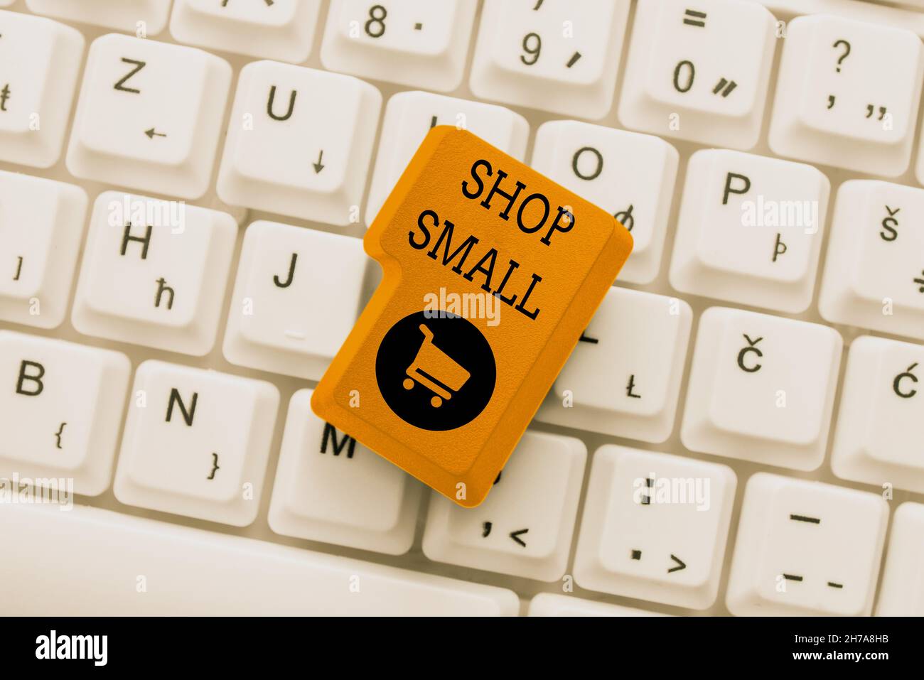 Hand writing sign Shop Small. Word for nationwide movement that ...