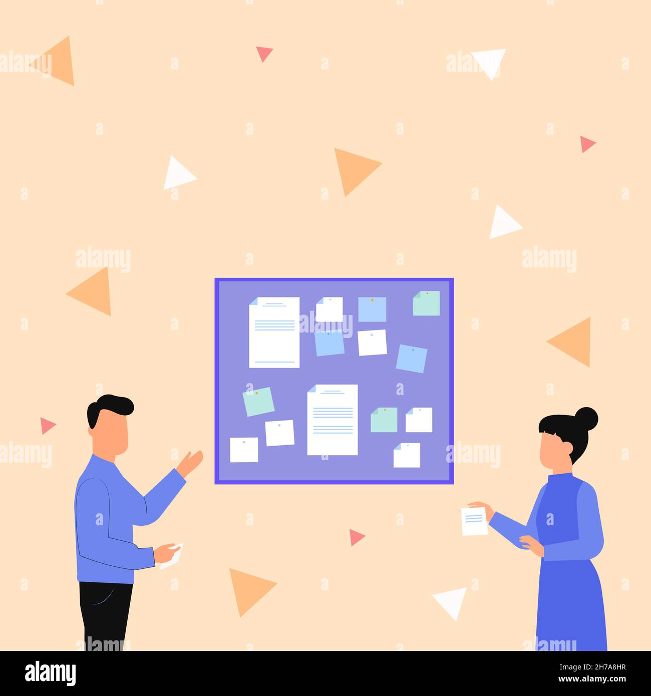 Illustration Of Couple Presenting New Amazing Ideas Holding Notes ...