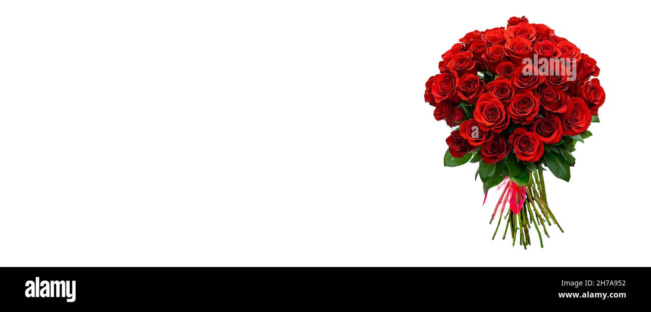 red rose bouquet isolated on white background Stock Photo - Alamy
