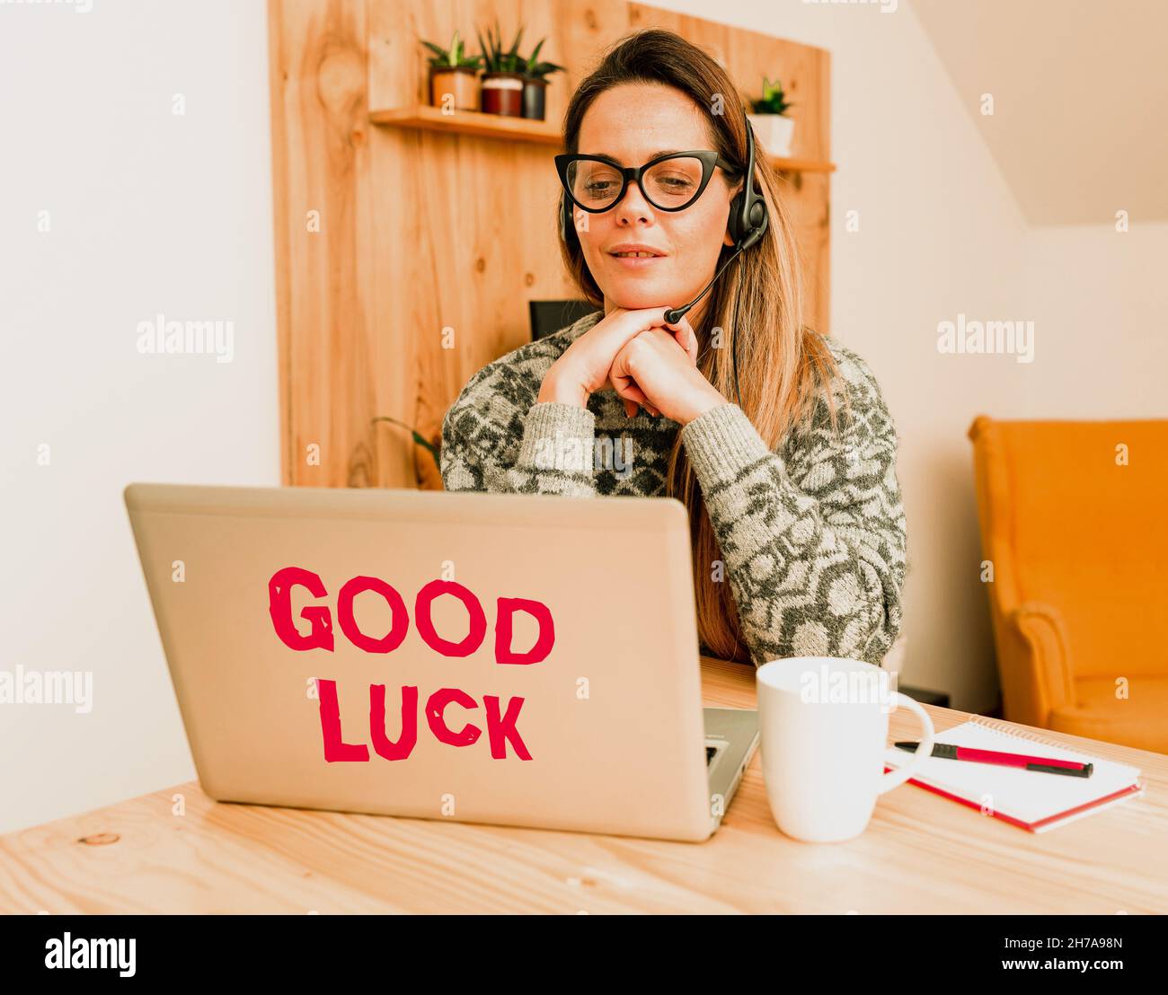 Sign displaying Good Luck. Conceptual photo wish a positive fortune or ...