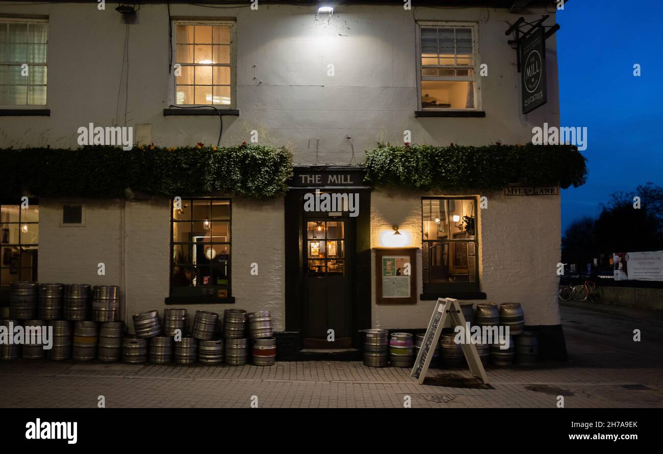 The exterior of The Mill Pub on the bank of the River Cam in the city ...