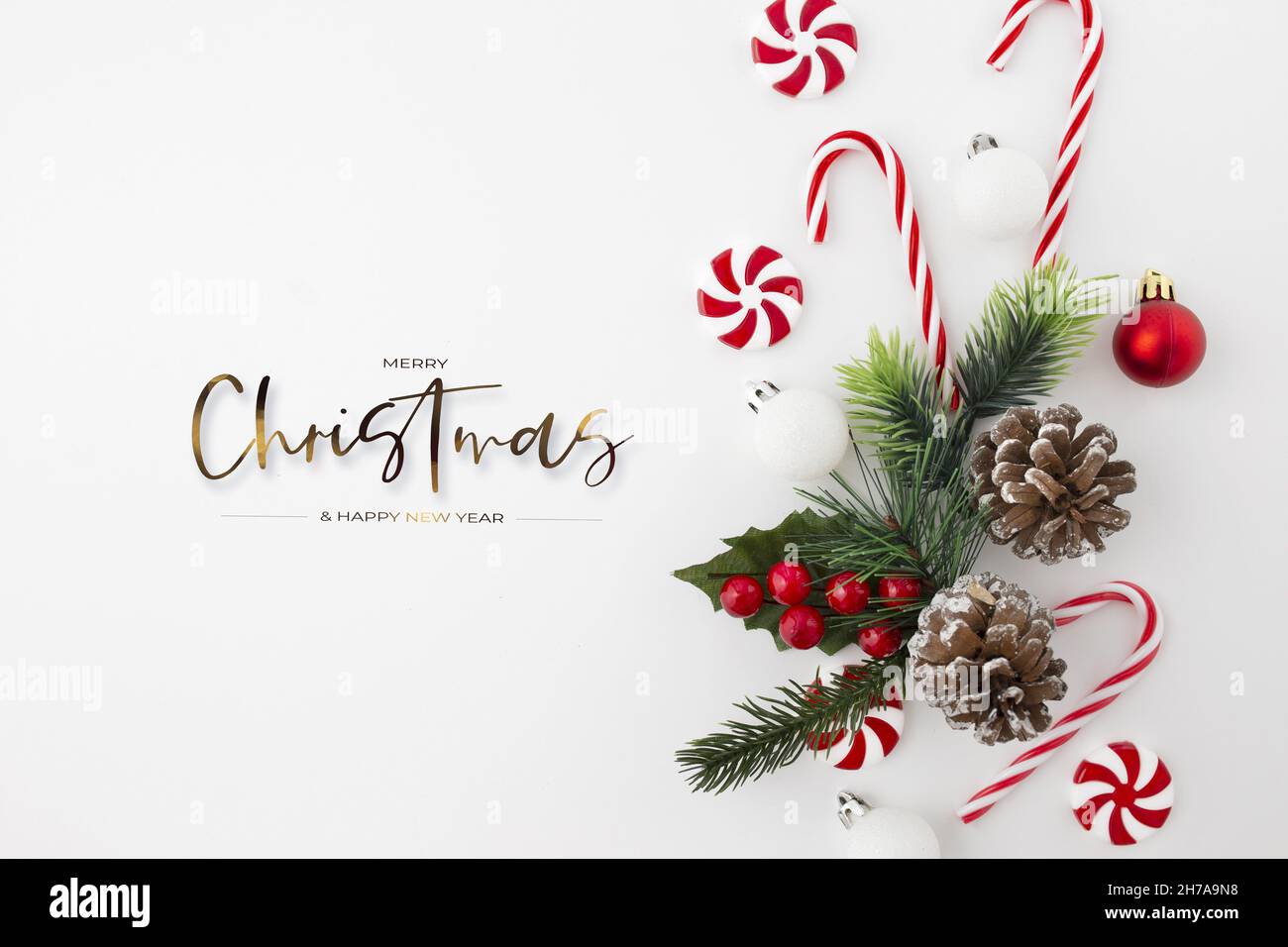 Nice Christmas background with ornaments and greeting message in the ...
