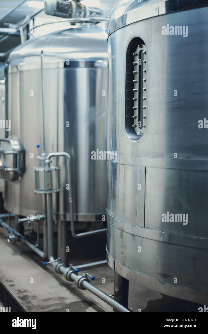 Modern brewery factory interior with reservoirs Stock Photo - Alamy